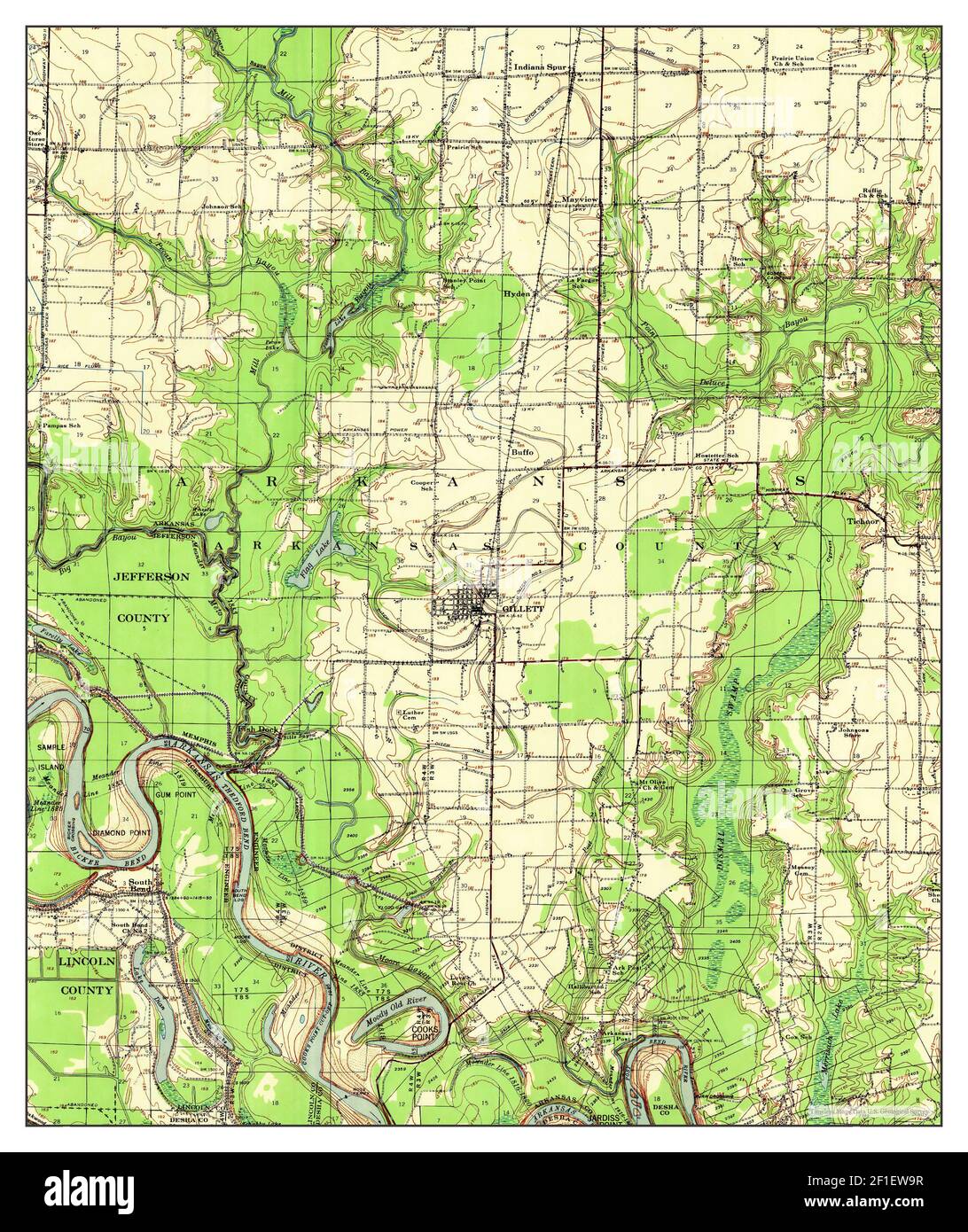 Gillett arkansas map hi-res stock photography and images - Alamy