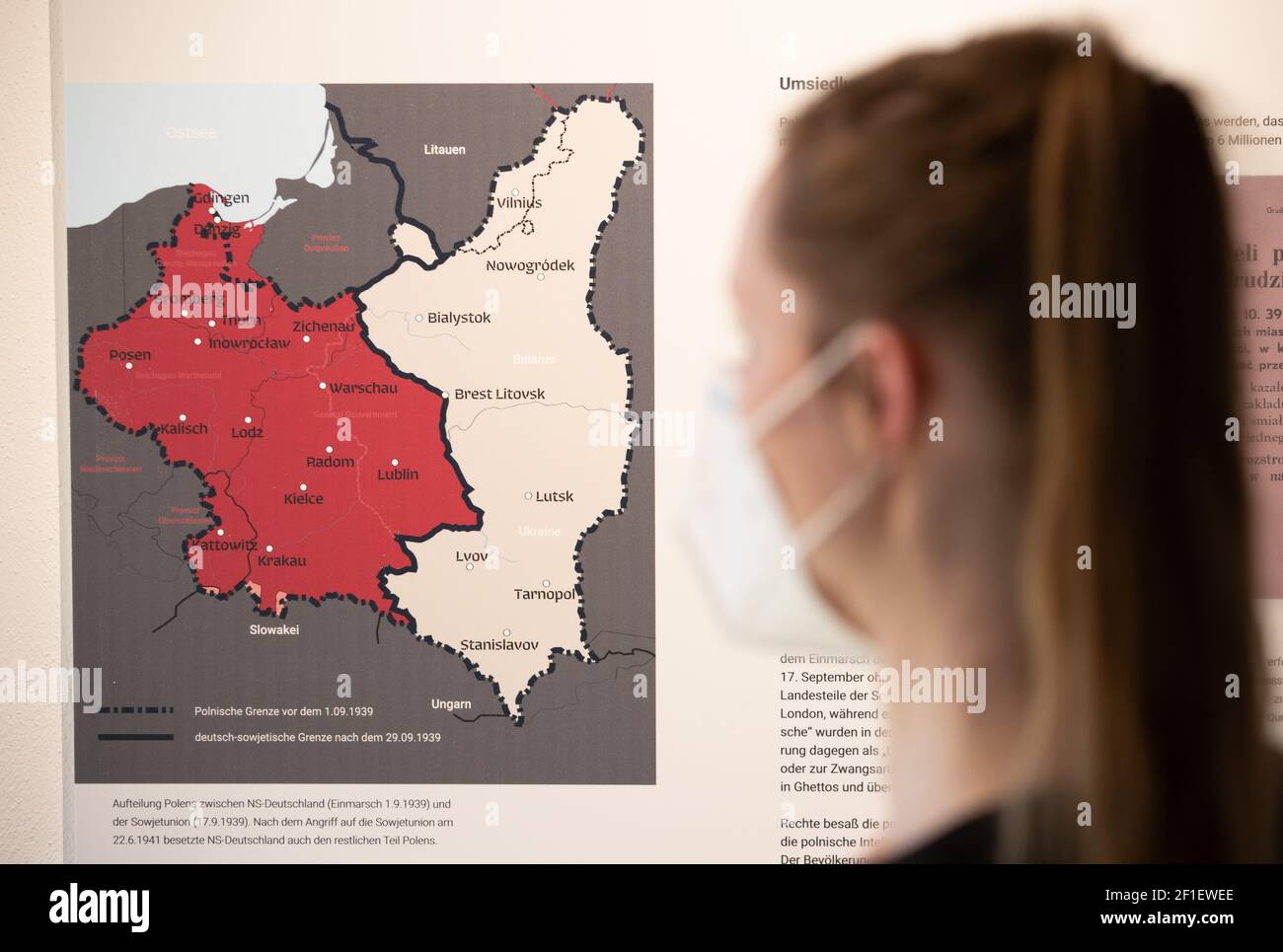 Haren, Germany. 08th Mar, 2021. View of a display board in the museum ...