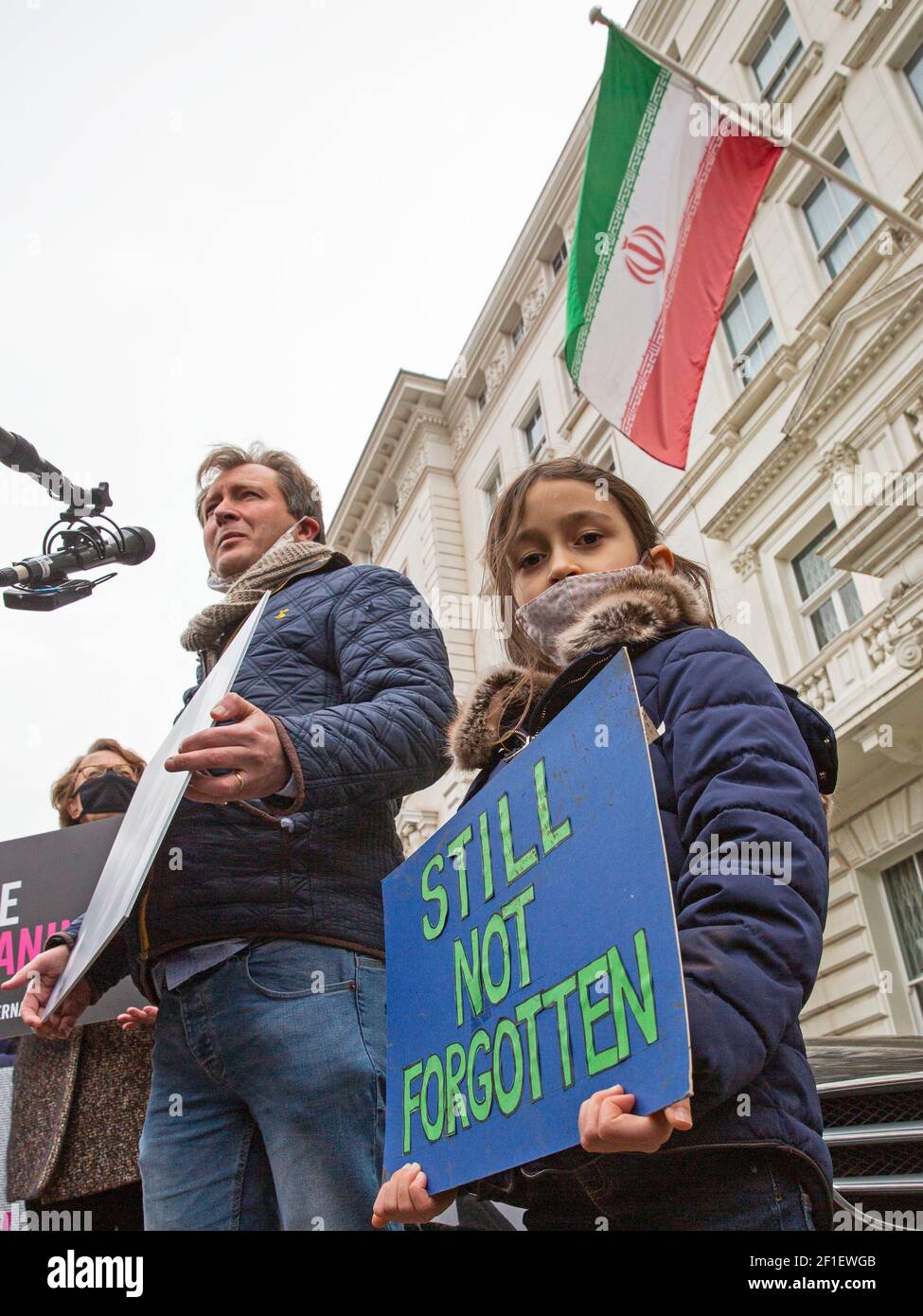 Richard Ratcliffe stands outside the Iranian Embassy in Central London ...