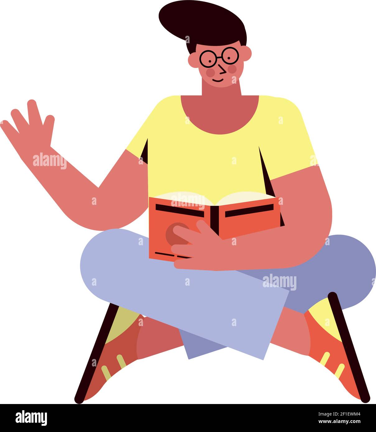 Seated Man Reading Book Character Stock Vector Image And Art Alamy