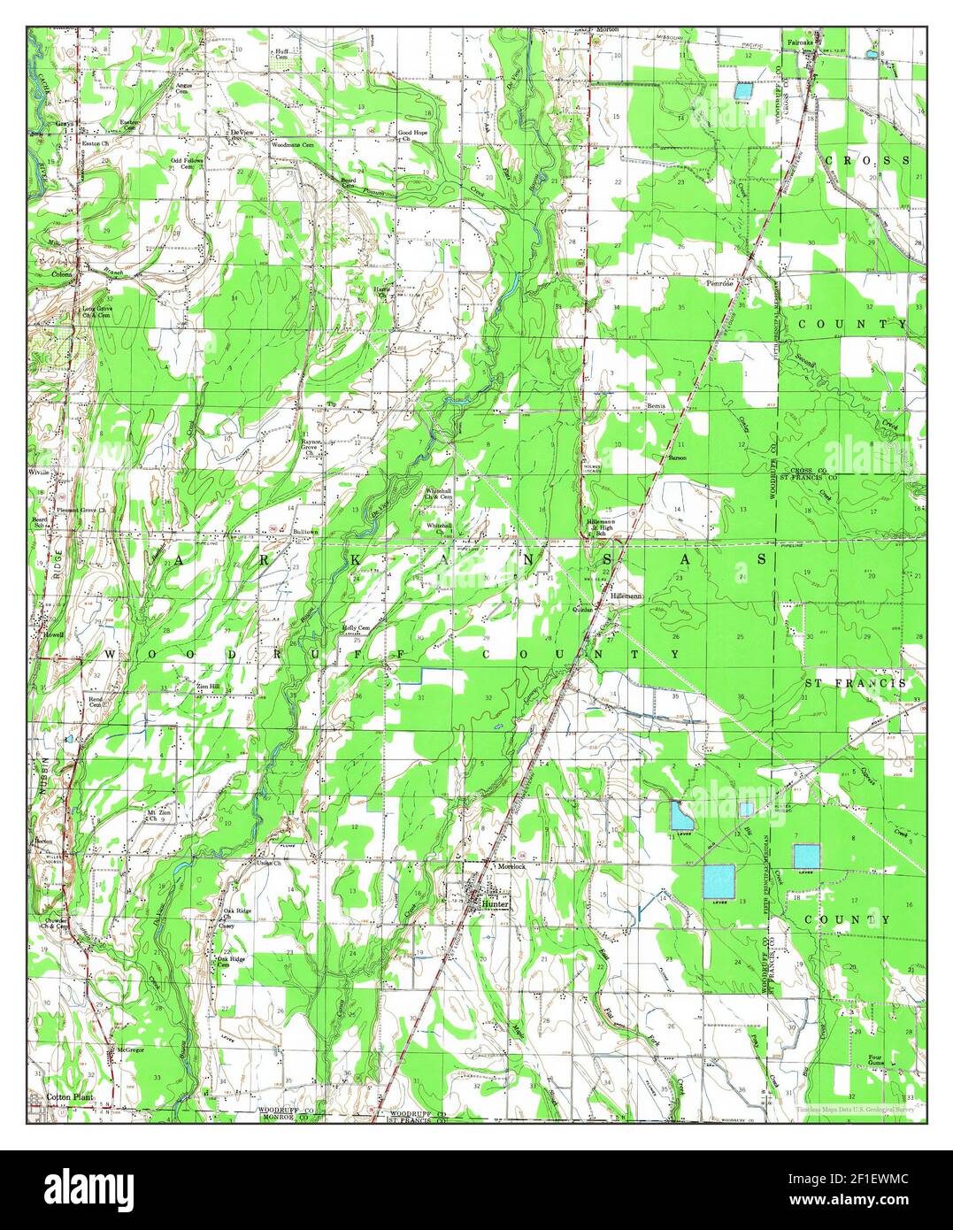 Hunter, Arkansas, map 1956, 1:62500, United States of America by ...
