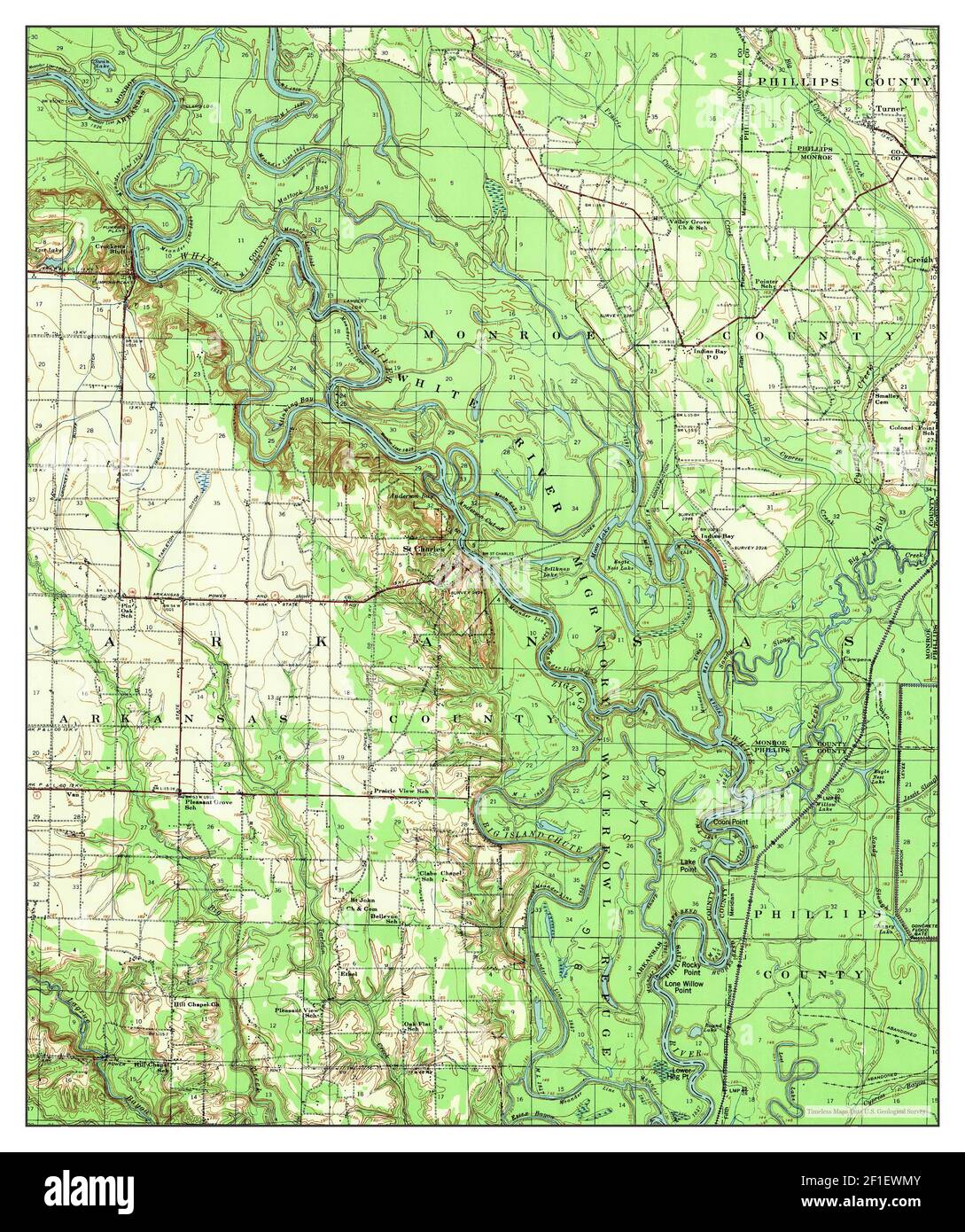 Indian Bay, Arkansas, map 1939, 1:62500, United States of America by ...