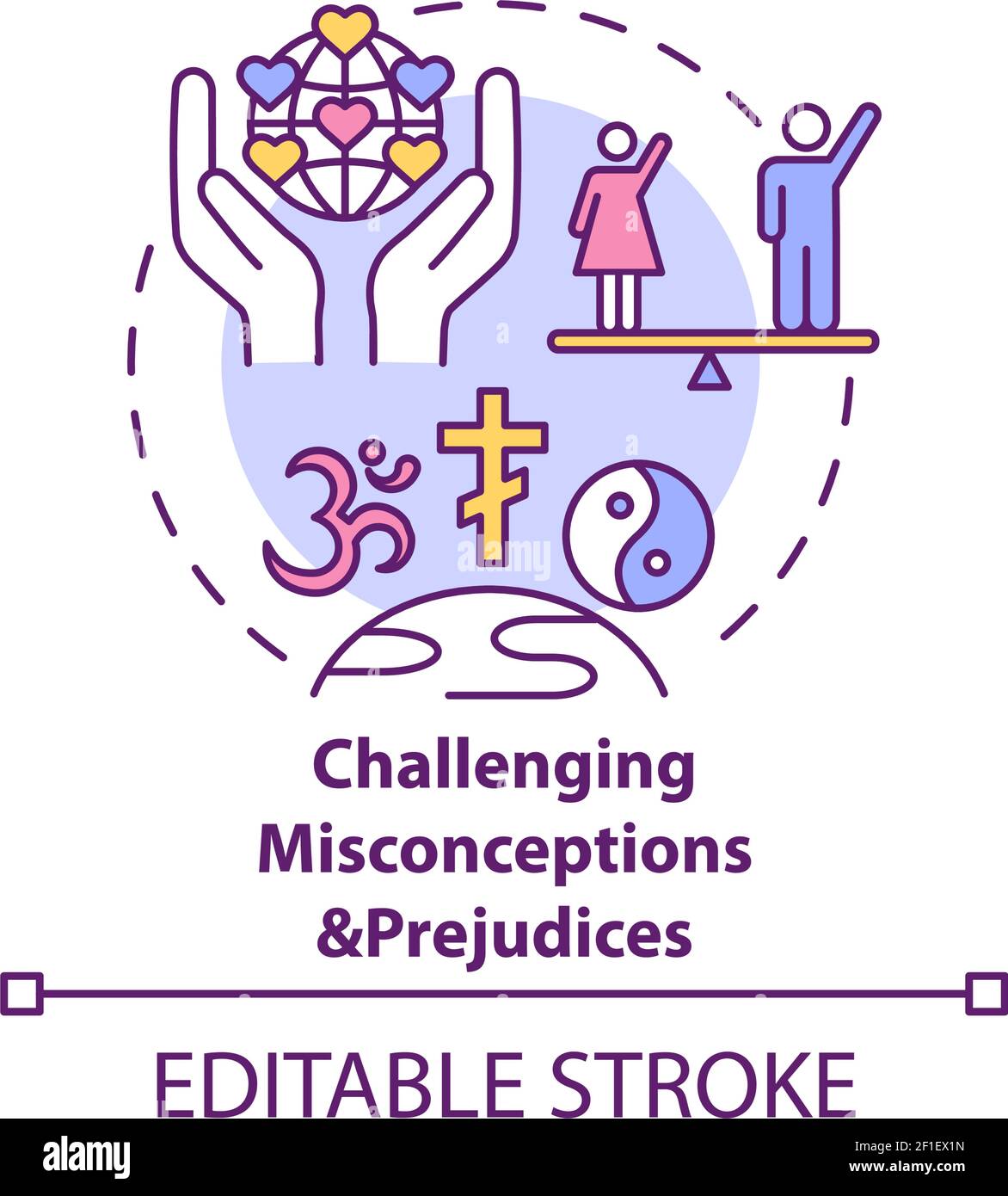 Challenging misconceptions and prejudices concept icon Stock Vector ...