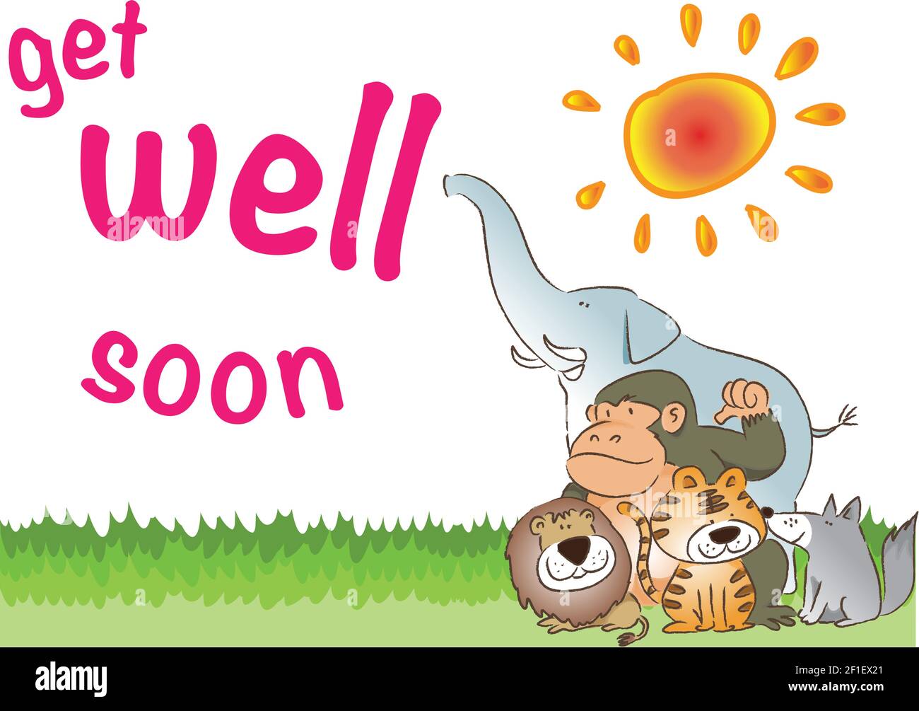 vector cartoon get well soon card Stock Vector Image & Art - Alamy