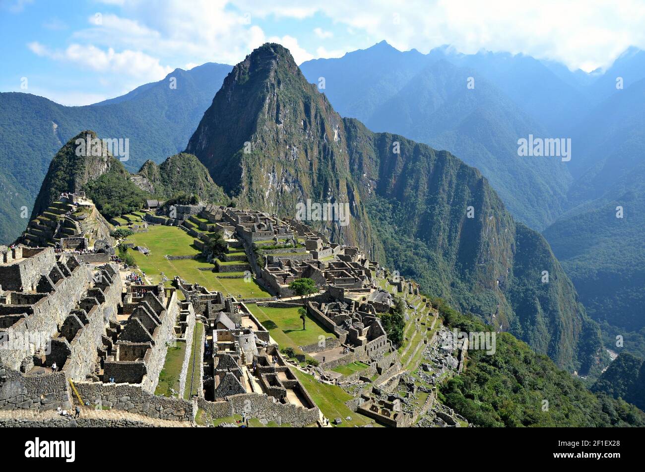 Landscape with panoramic view of Machu Picchu, the 15th-century Inca ...