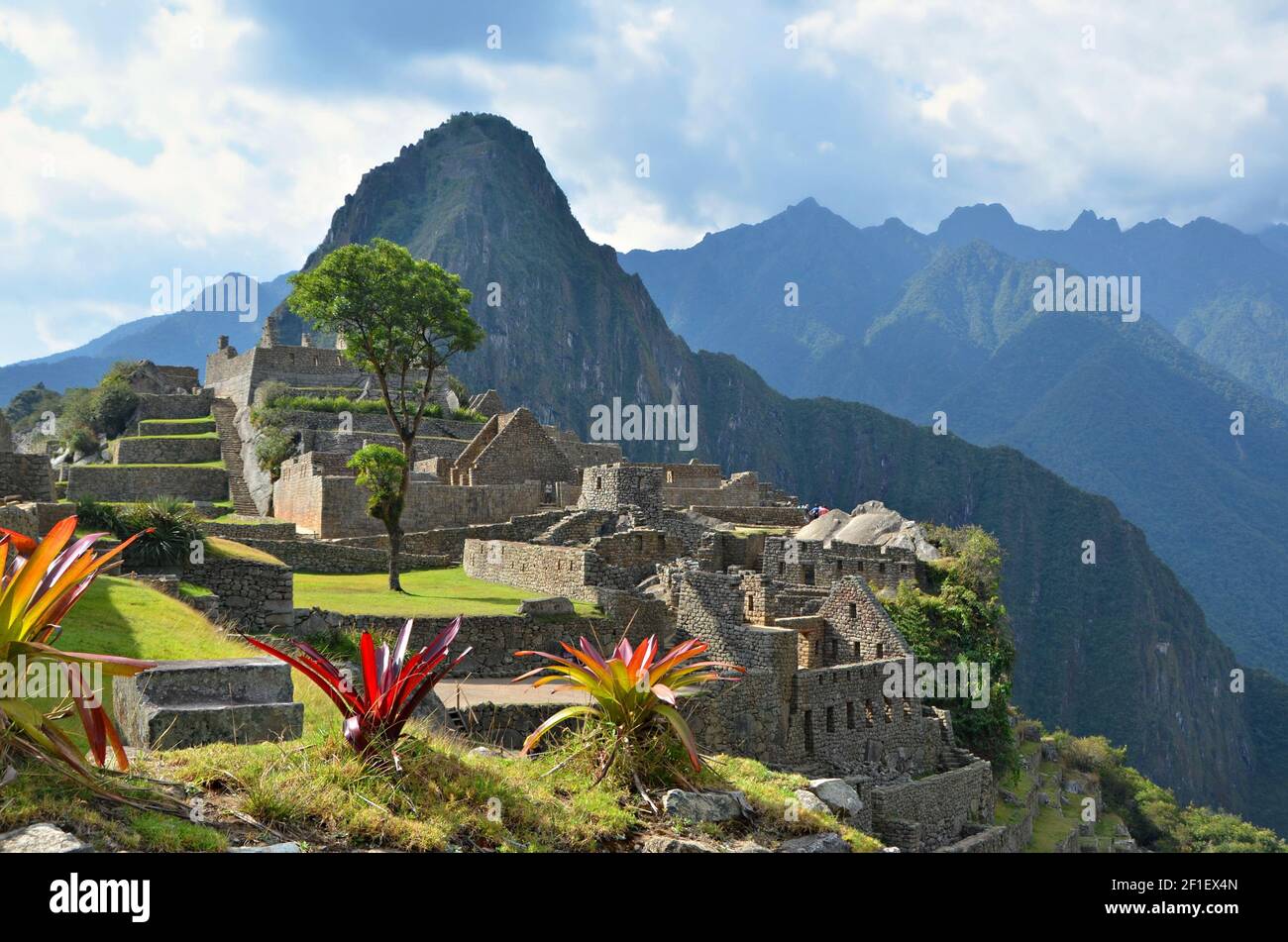 Landscape with panoramic view of Machu Picchu, the 15th-century Inca ...