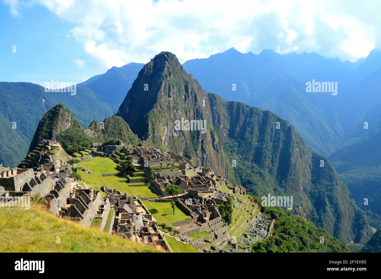 Landscape with panoramic view of Machu Picchu, the 15th-century Inca ...