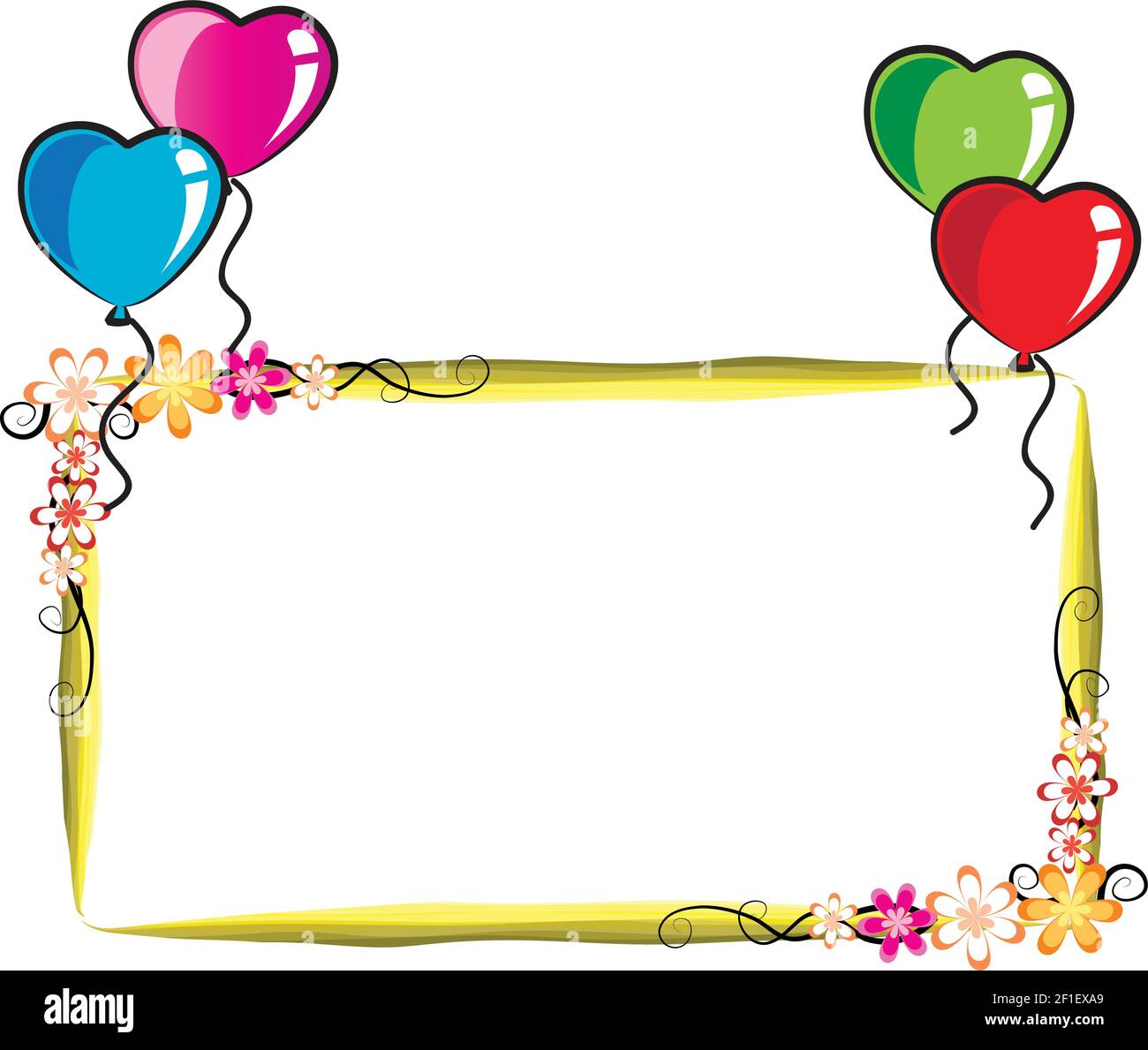 vector heart shape balloons card border frame background Stock Vector ...