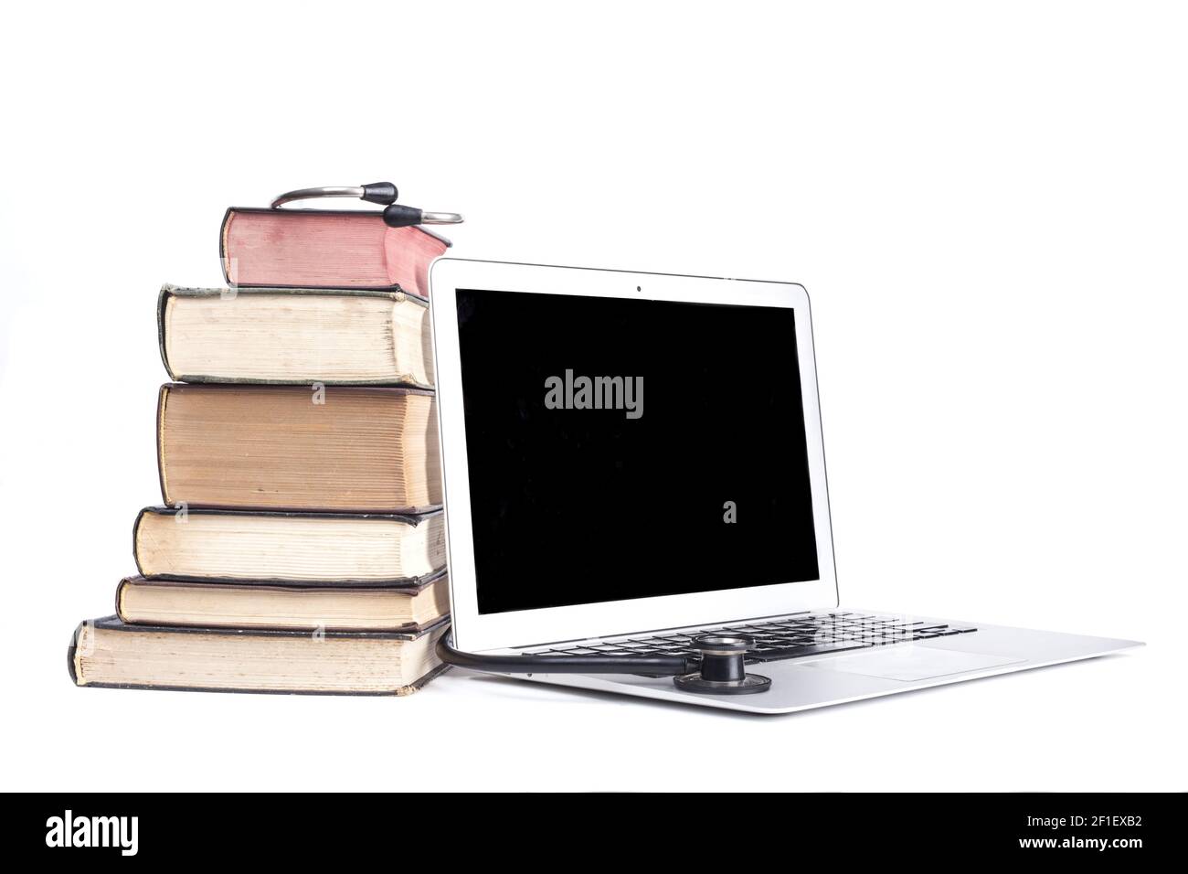 Laptop Books and Stethoscope Stock Photo - Alamy