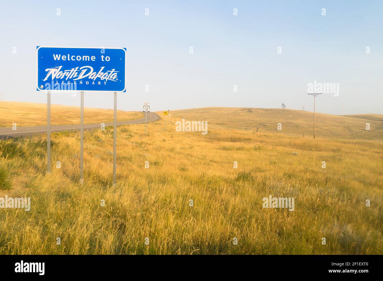 Welcome to Legendary North Dakota Road Entry Sign Stock Photo - Alamy
