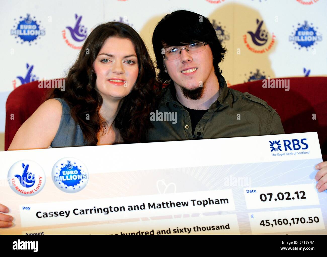 File photo dated 09/02/12 of lottery winners Matt Topham and Cassey ...