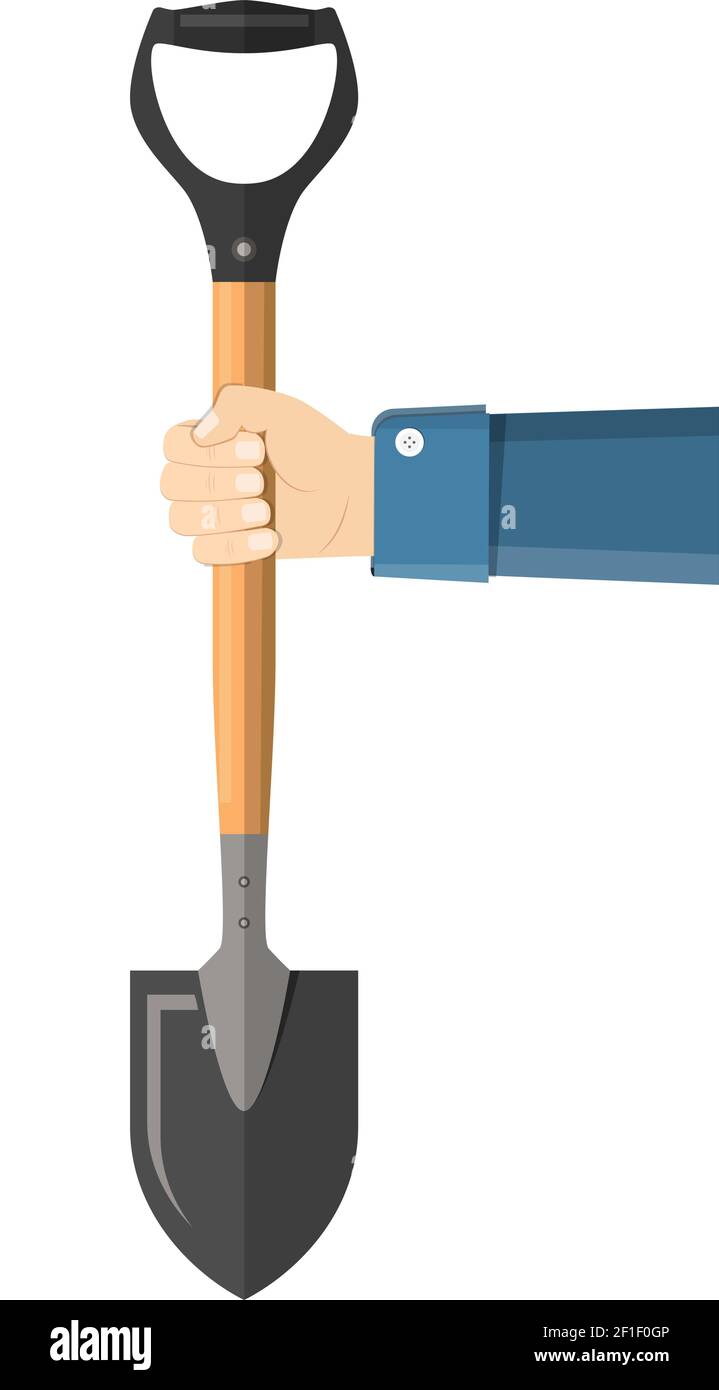 Male worker holding a shovel Stock Vector Images - Alamy