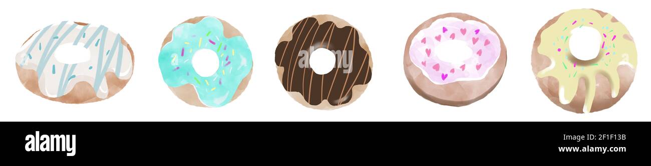 Set of donuts. Donut icon collection with toppings Stock Photo - Alamy