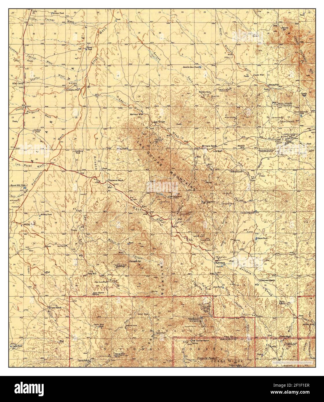 Arivaca, Arizona, map 1943, 1:62500, United States of America by ...