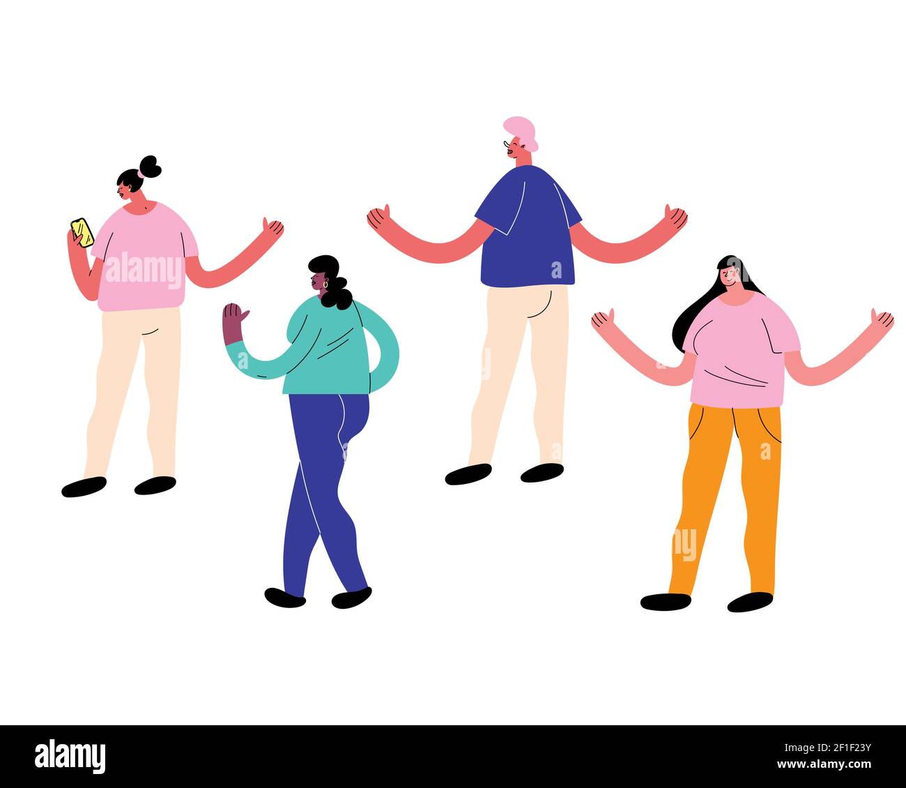 four persons friends avatars characters Stock Vector Image & Art - Alamy