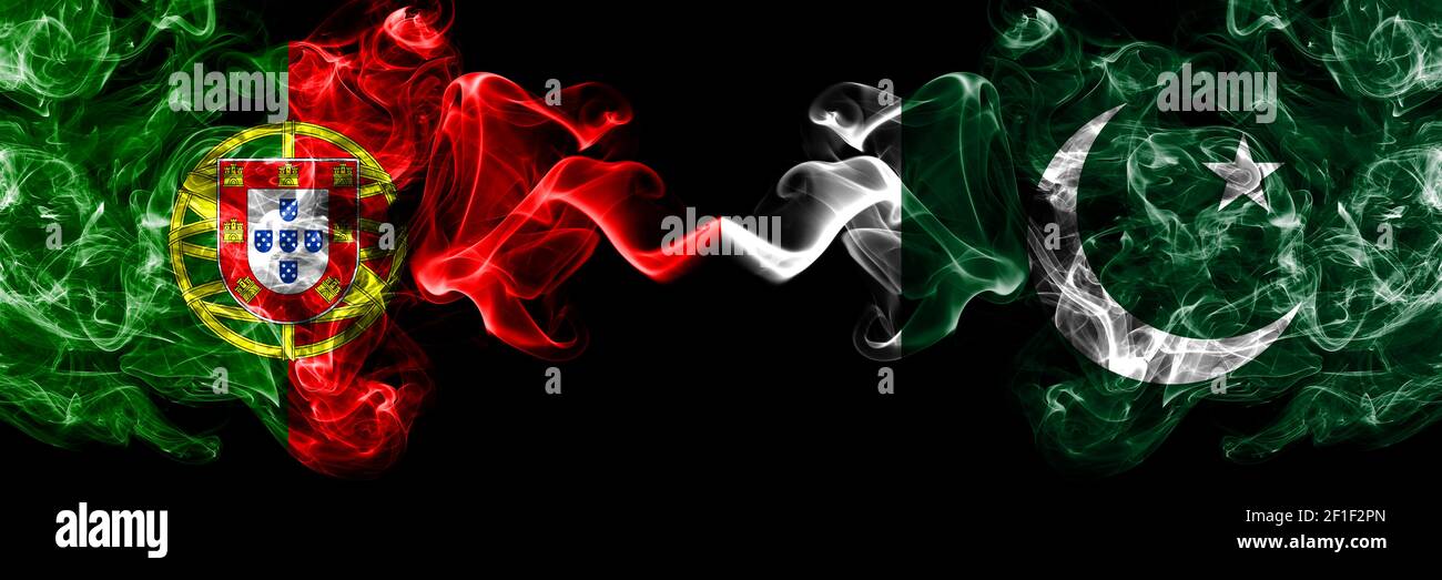 Portugal, Portuguese vs Pakistan, Pakistani smoky mystic flags placed ...