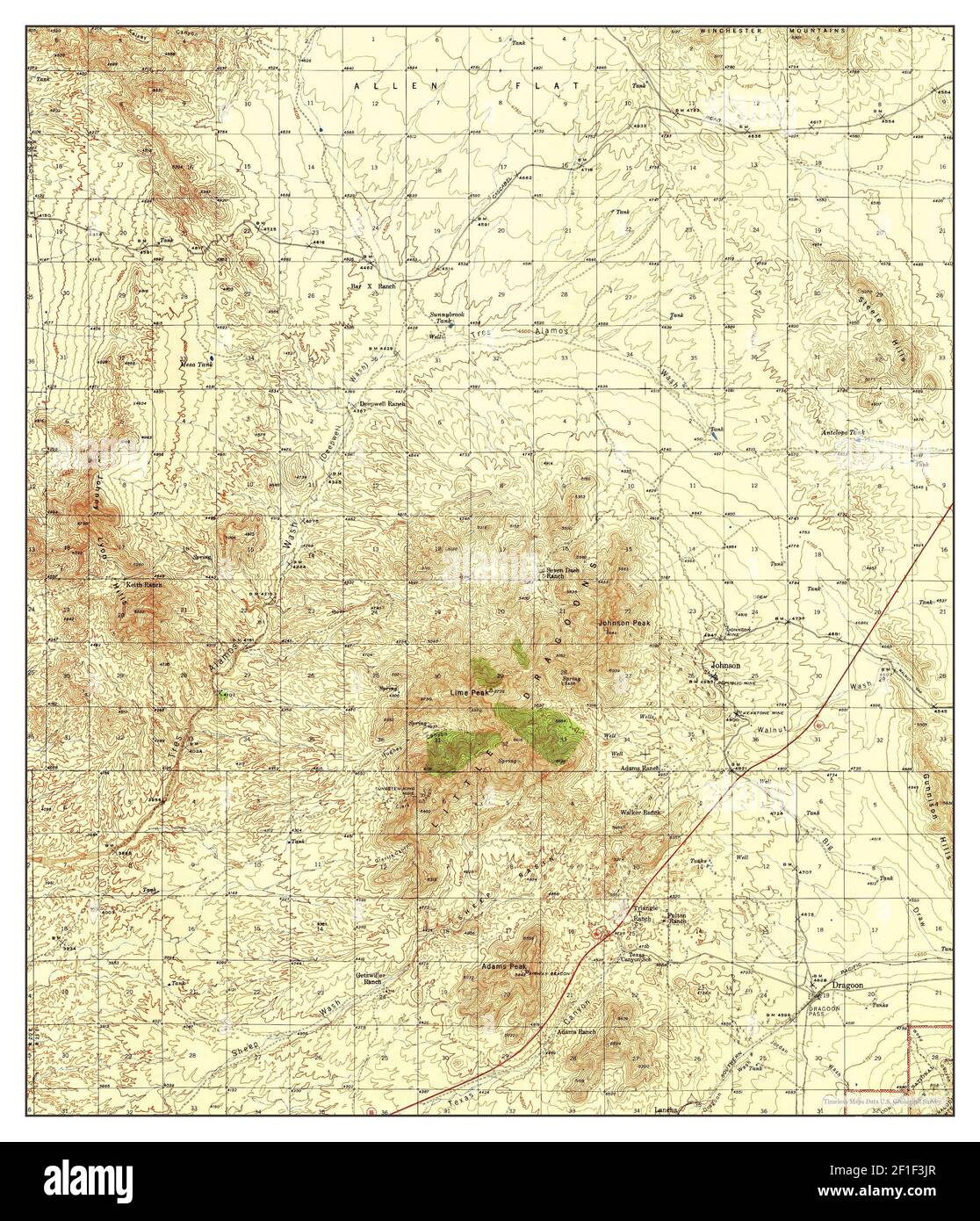 Dragoon, Arizona, map 1943, 1:62500, United States of America by ...