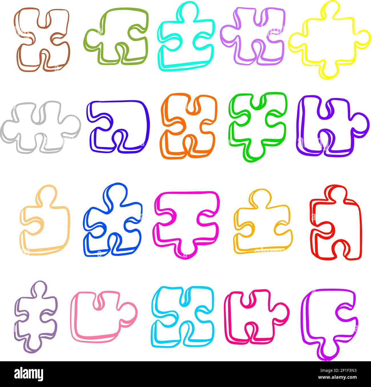 Jigsaw Puzzle Pieces Cartoon Vector Illustrations Stock Vector Image ...