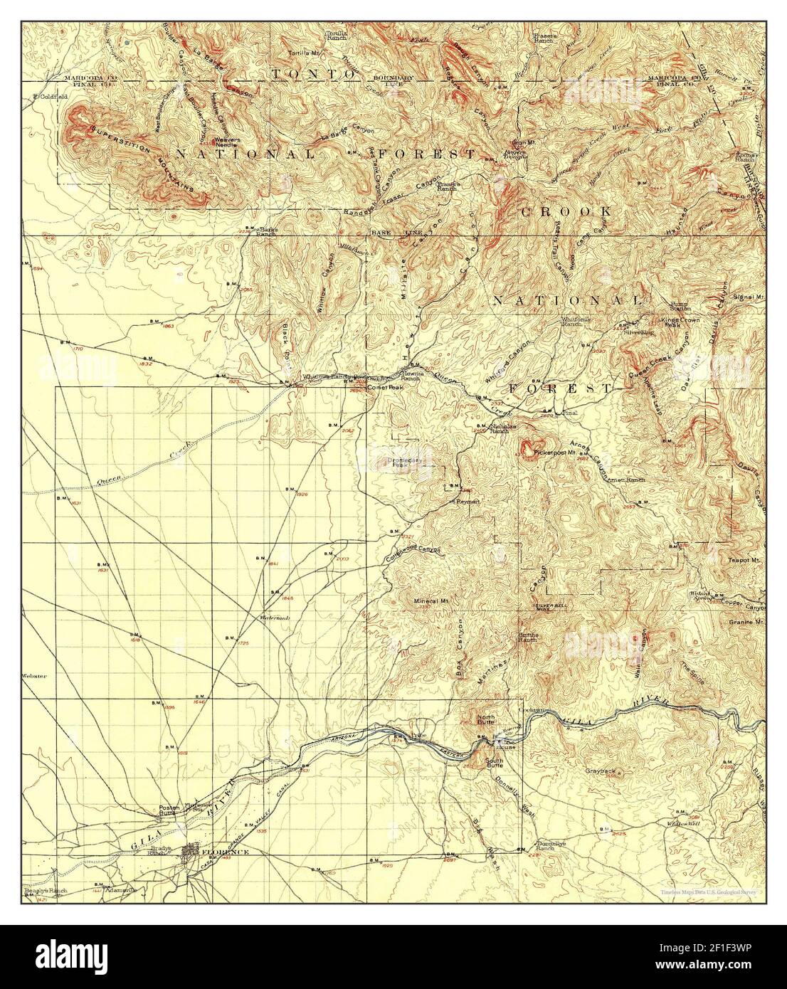 Florence, Arizona, map 1902, 1:125000, United States of America by ...