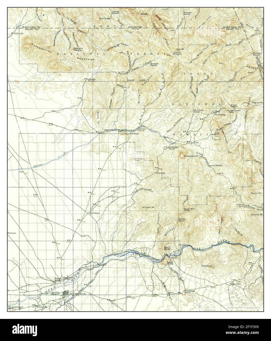 Florence, Arizona, map 1900, 1:125000, United States of America by ...