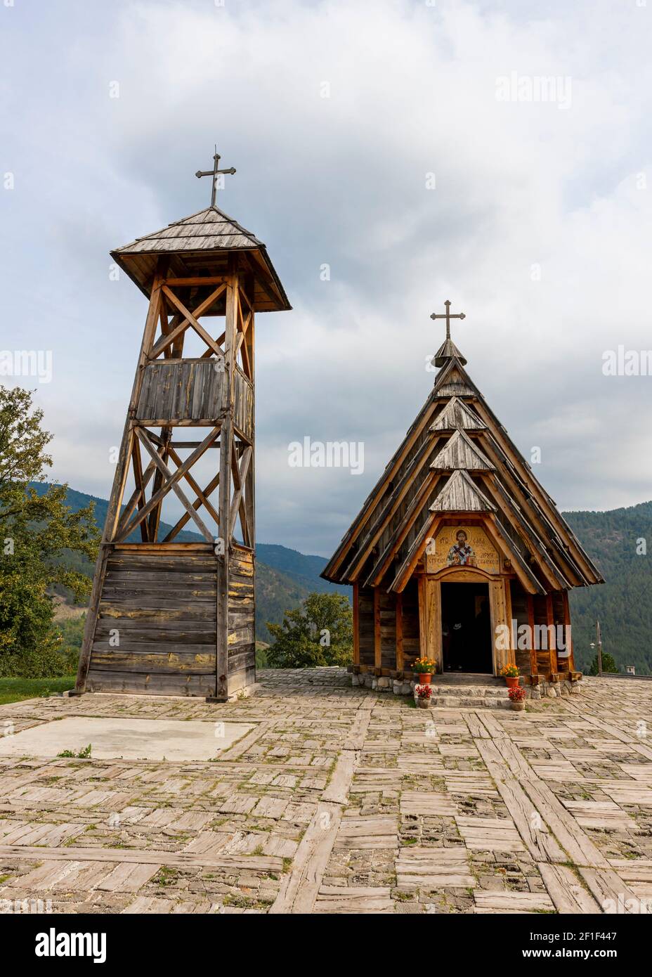 Drvengrad, Serbia- 18 September 2020: Wooden Church at Kustendorf ...