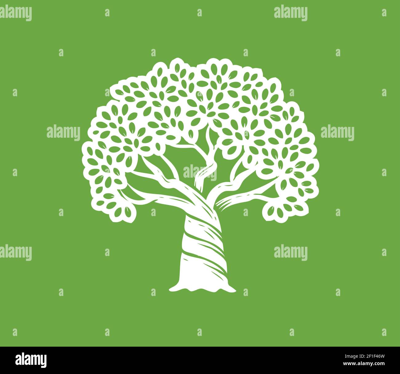 Growing big tree with leaves symbol. Nature concept vector illustration ...