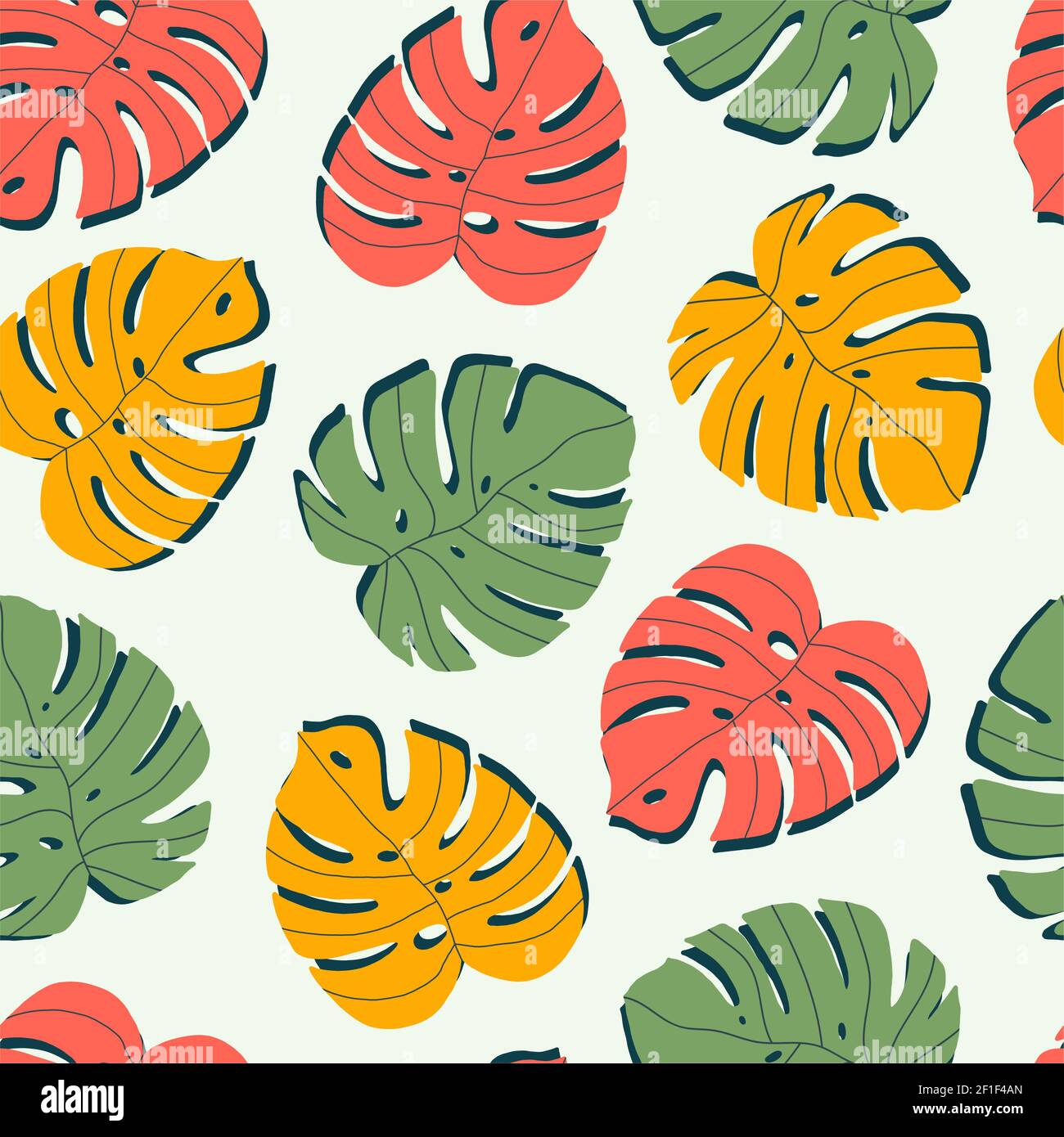 Vector seamless pattern of monstera leaves Stock Vector Image & Art - Alamy
