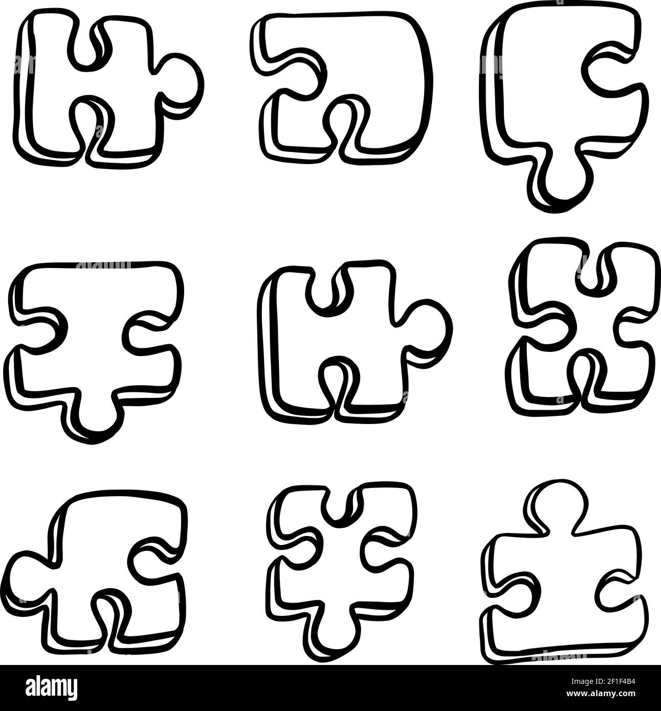 Jigsaw Puzzle Pieces Cartoon Vector Illustrations Stock Vector Image ...