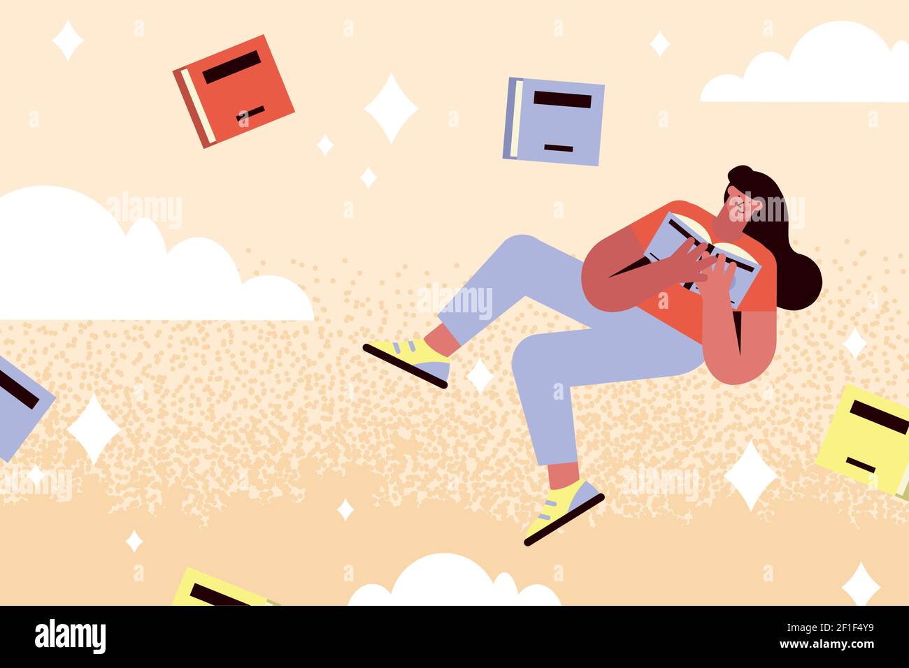 Woman floating reading book hi-res stock photography and images - Alamy