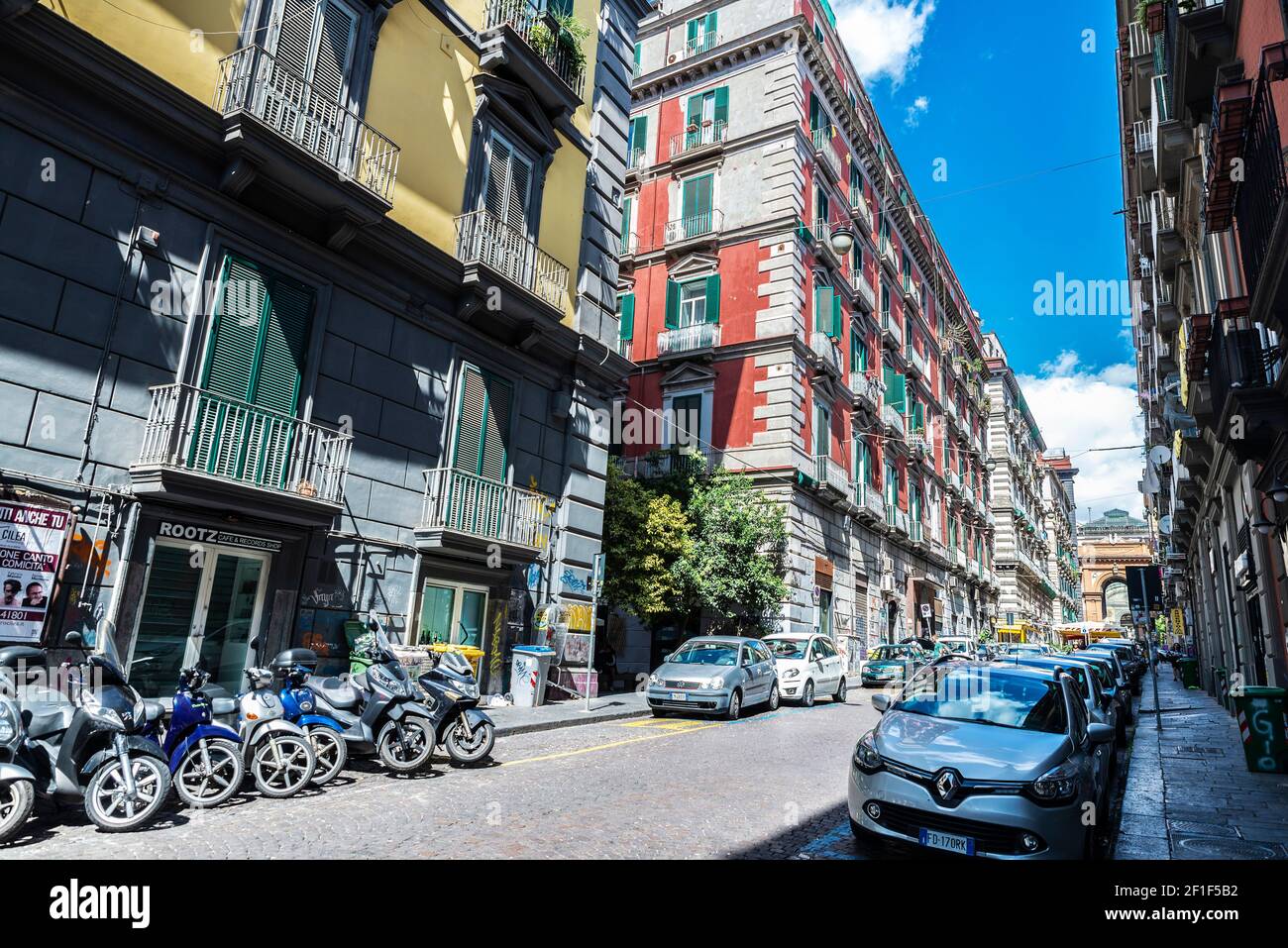 Naples, Italy - September 9, 2019: Street of classic buildings in the old town of Naples, Italy ...