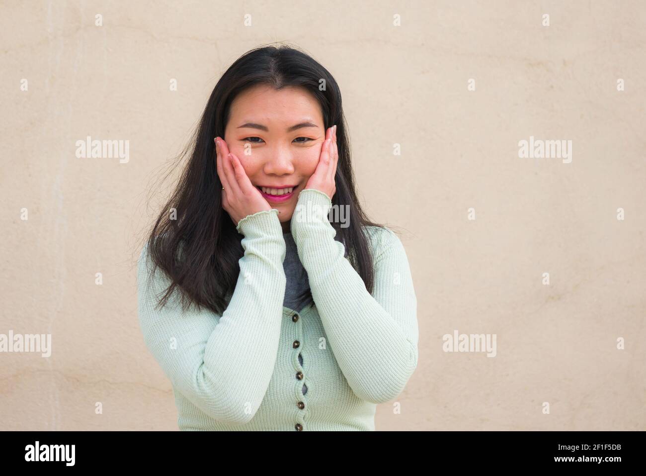Natural Portrait Of Young Happy And Beautiful Asian Chinese Woman
