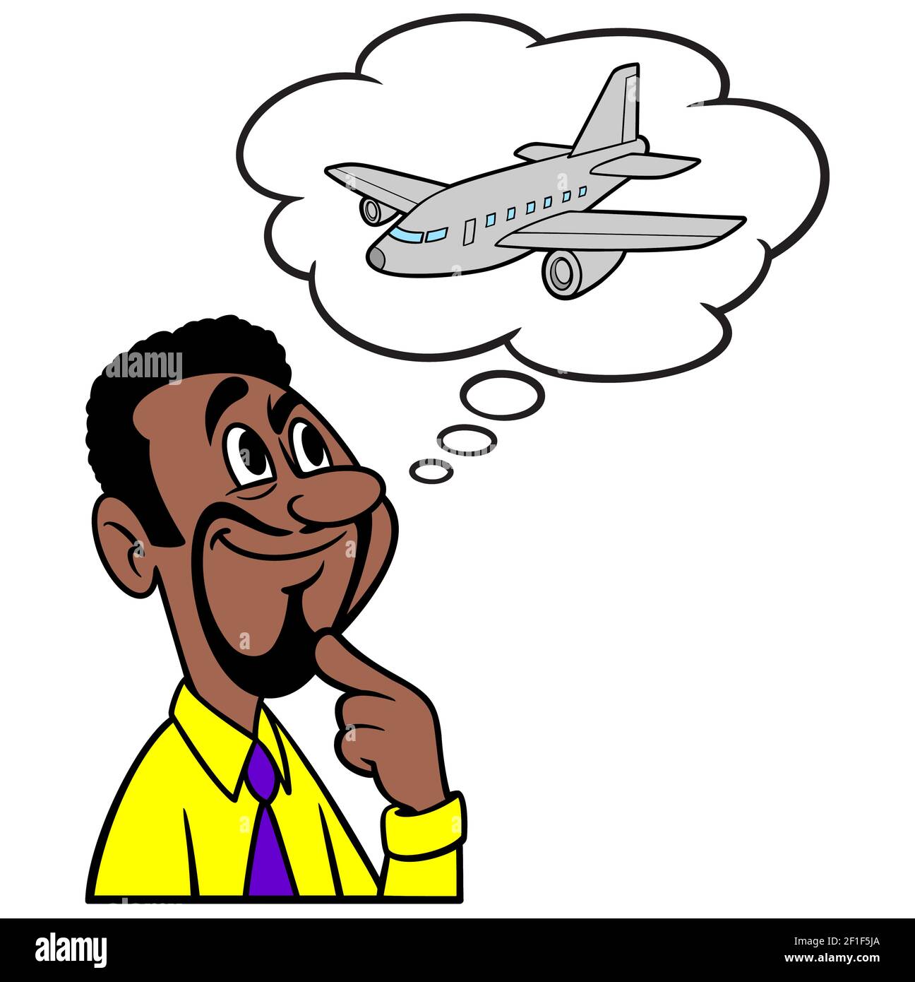 Man thinking about a Flight - A cartoon illustration of a man thinking ...