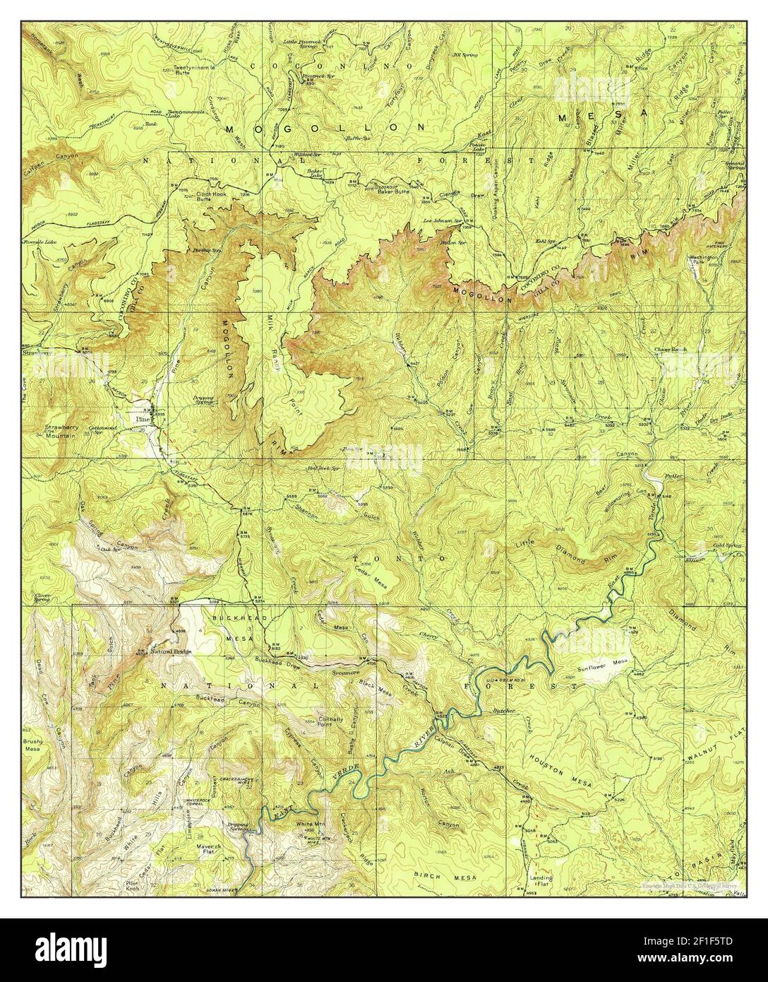 Pine, Arizona, map 1934, 1:62500, United States of America by Timeless ...