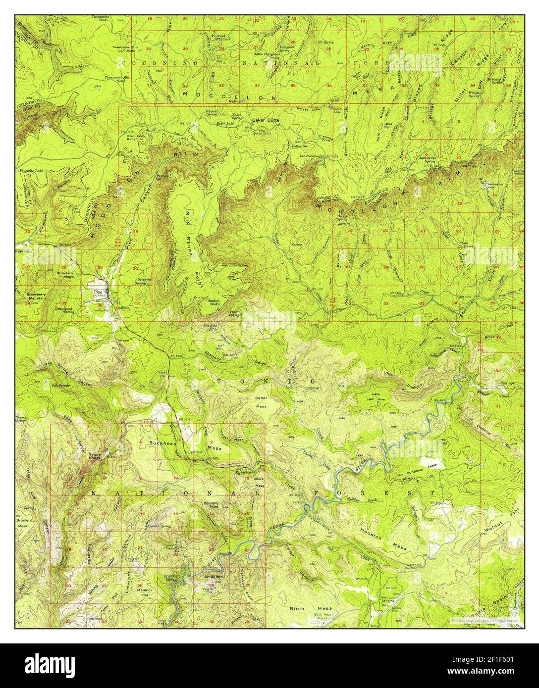 Pine, Arizona, map 1952, 1:62500, United States of America by Timeless ...
