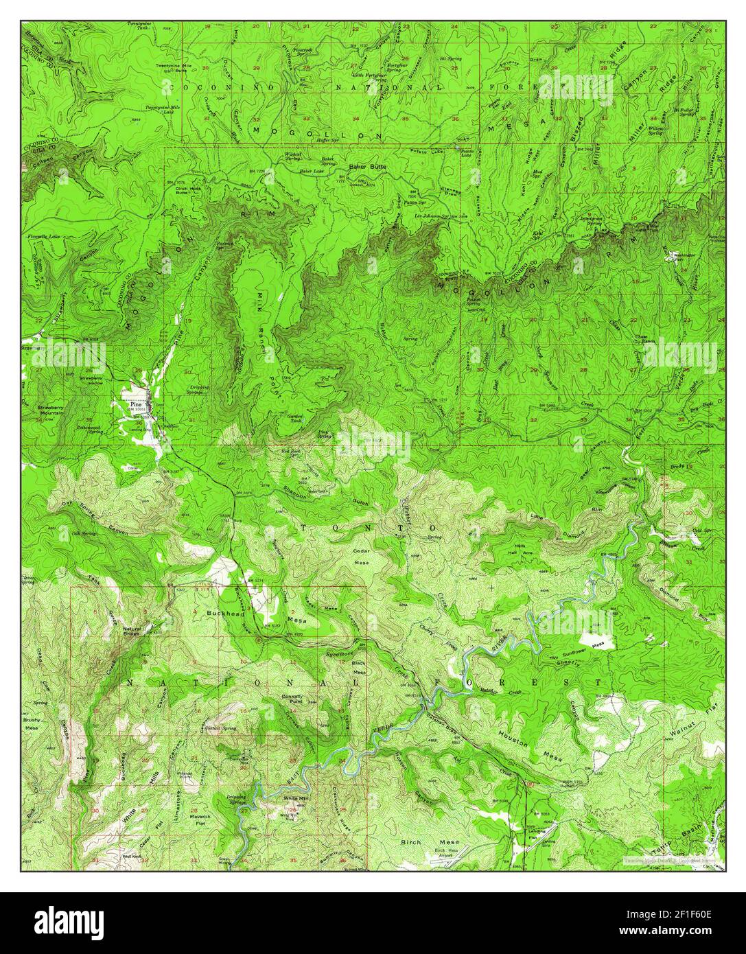Pine, Arizona, map 1952, 1:62500, United States of America by Timeless ...