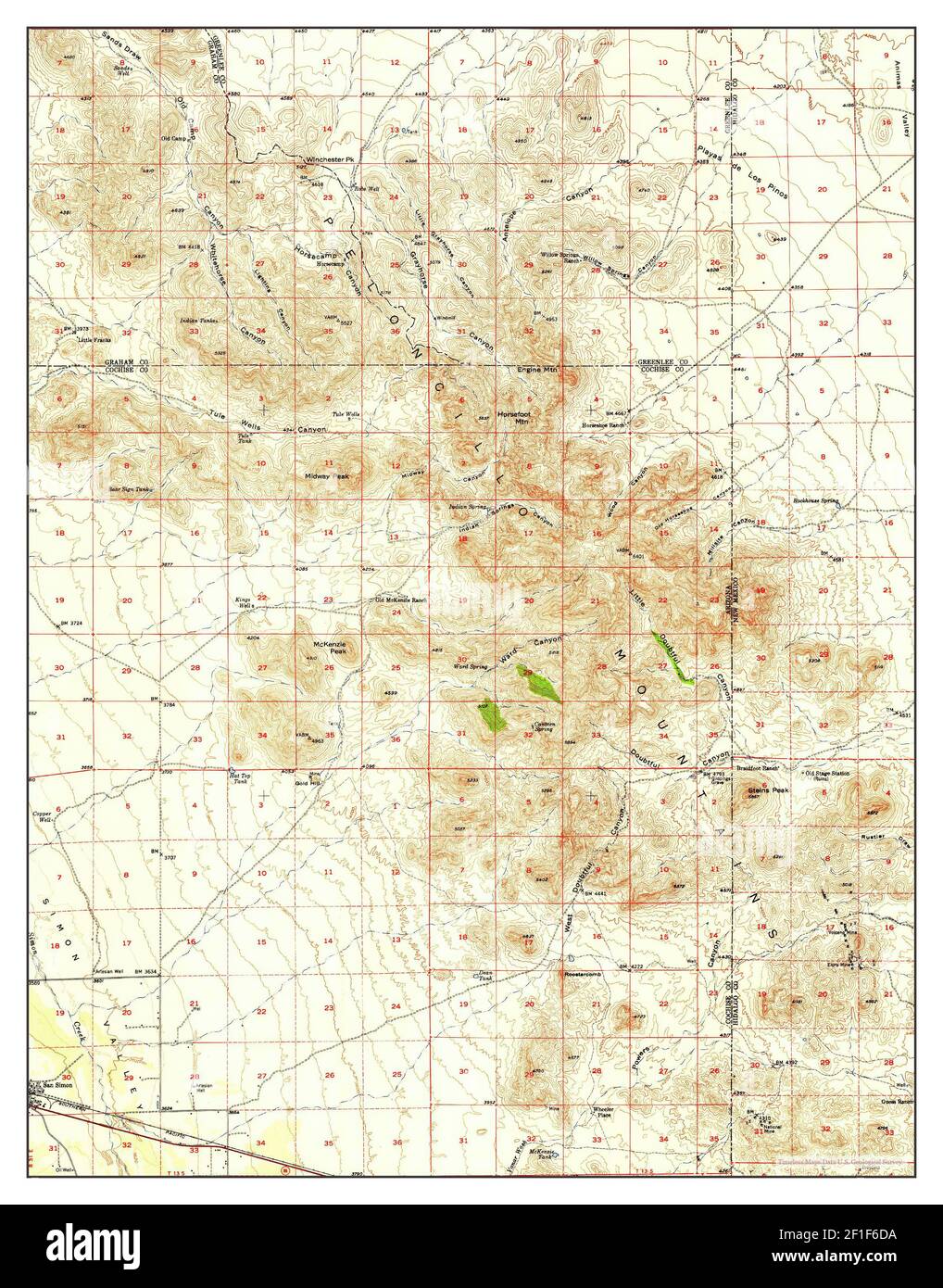 San Simon, Arizona, map 1951, 1:62500, United States of America by ...
