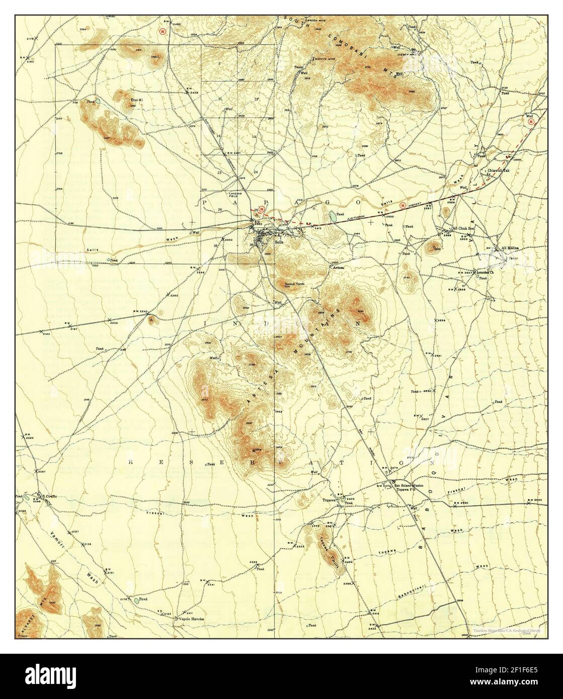 Sells, Arizona, map 1943, 1:62500, United States of America by Timeless ...