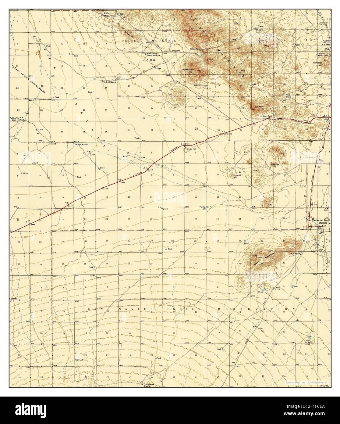 San Xavier Mission, Arizona, map 1943, 1:62500, United States of ...