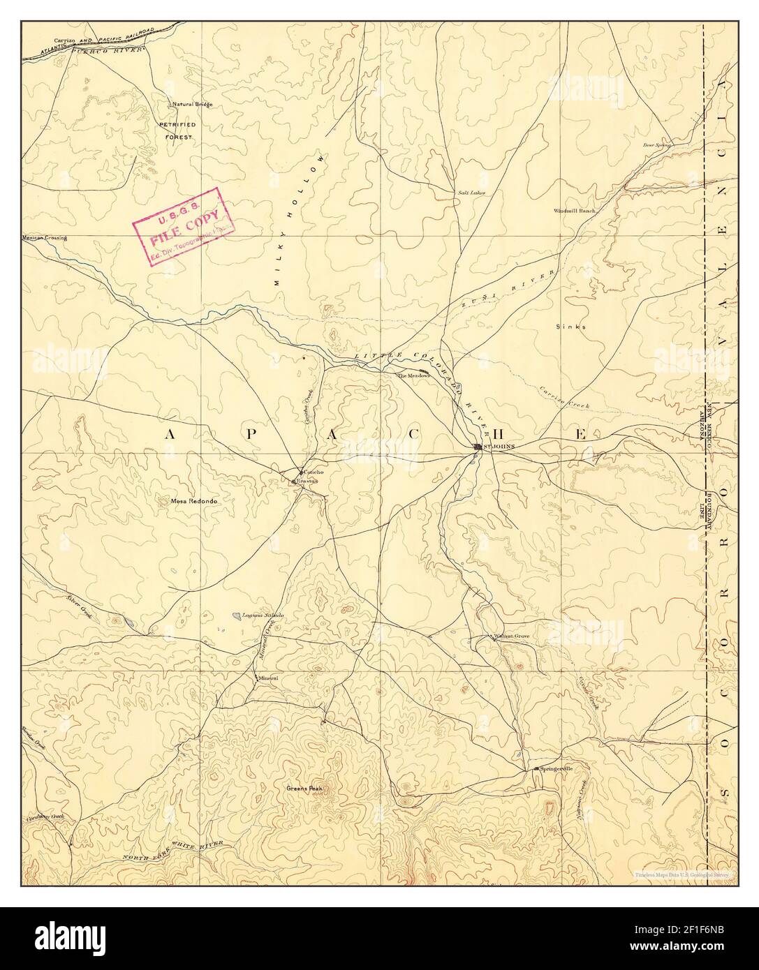 St Johns, Arizona, map 1886, 1:250000, United States of America by ...