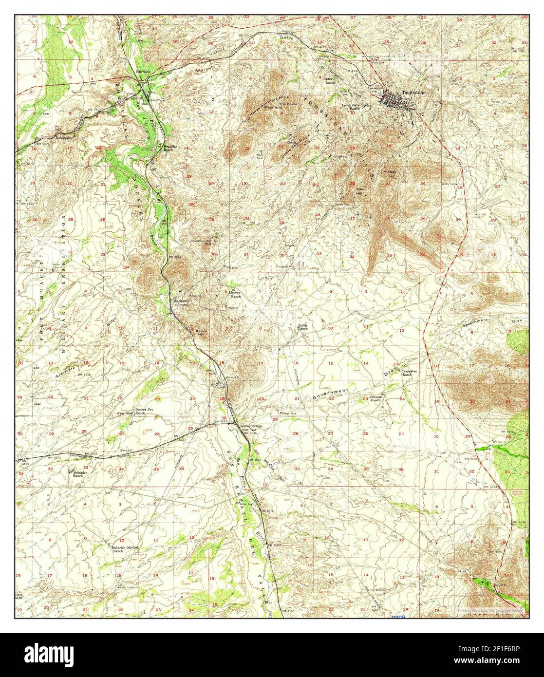 Tombstone, Arizona, map 1952, 1:62500, United States of America by ...