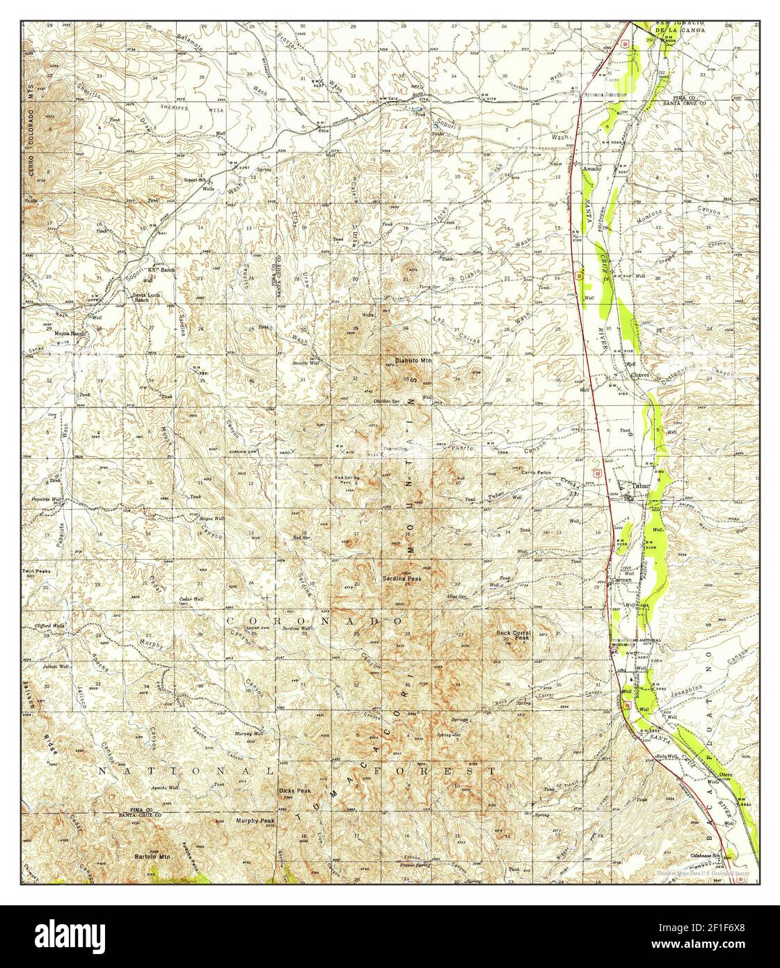 Tubac, Arizona, map 1939, 1:62500, United States of America by Timeless ...