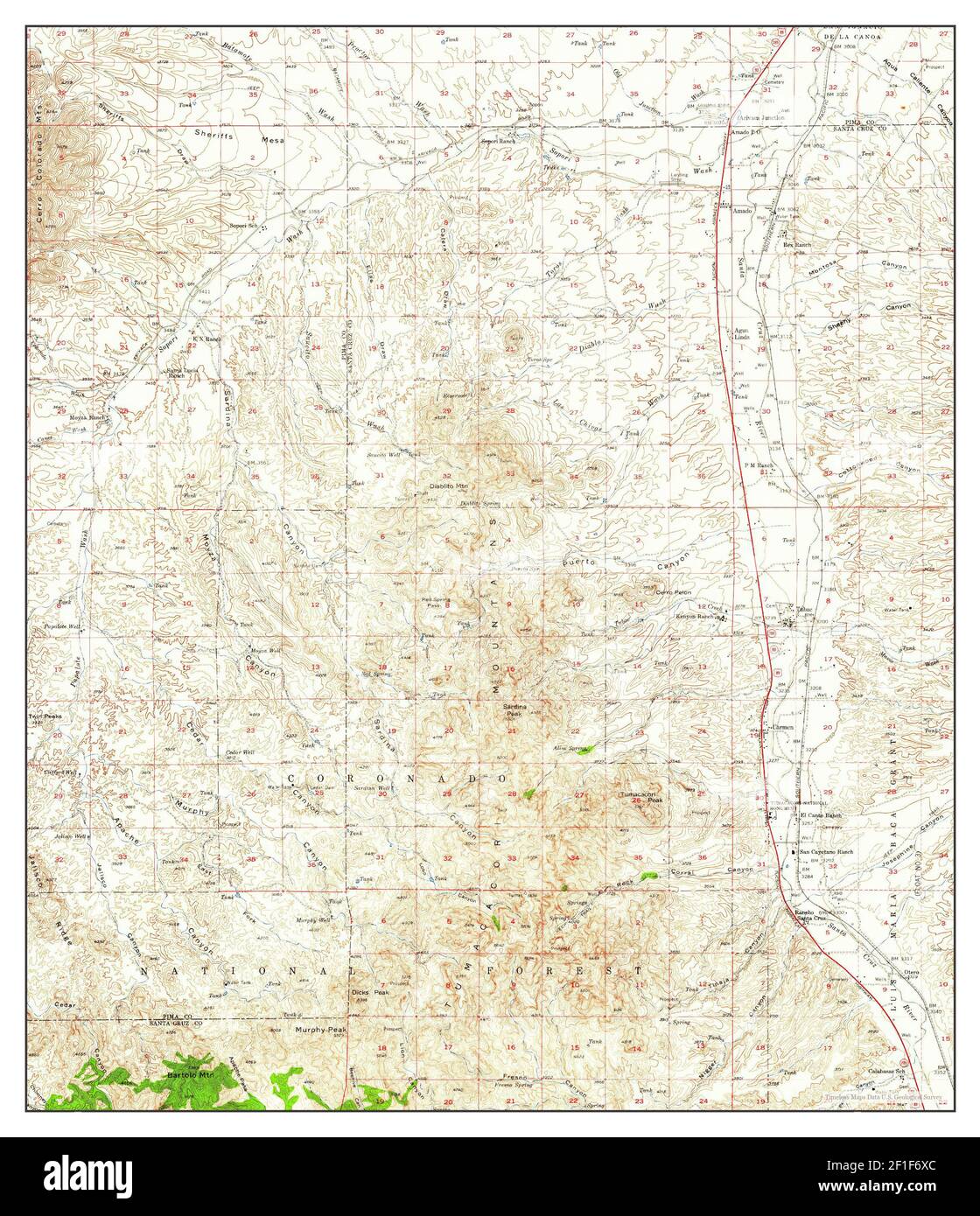 Tubac, Arizona, map 1957, 1:62500, United States of America by Timeless ...