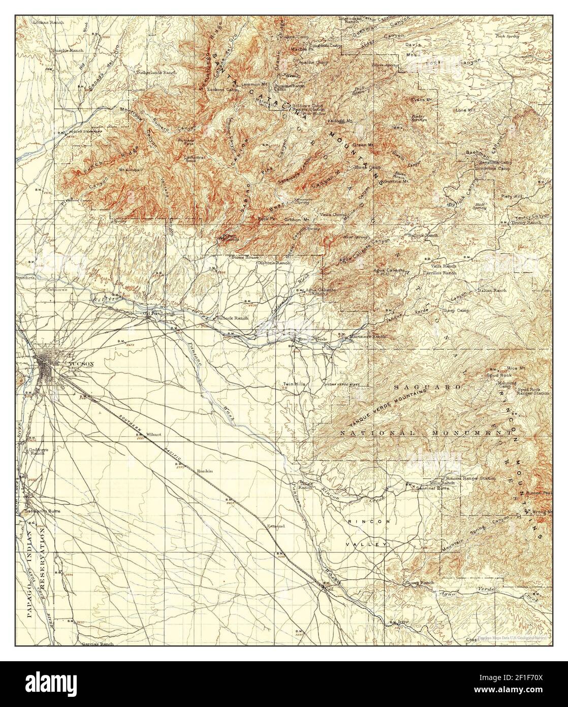Tucson, Arizona, map 1905, 1:125000, United States of America by ...