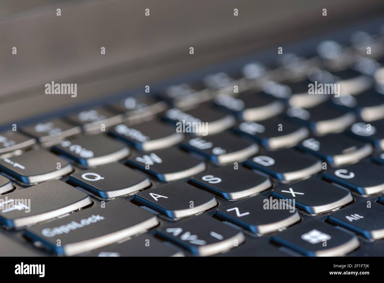 Macro shot of laptop with black keyboard Stock Photo - Alamy