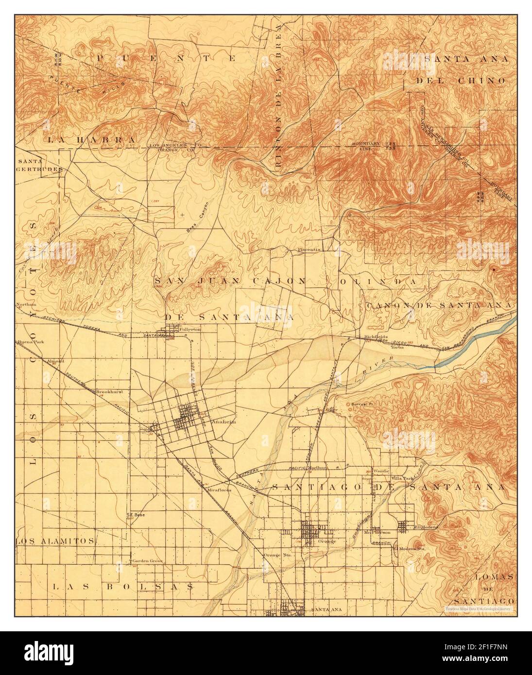 Anaheim, California, map 1898, 1:62500, United States of America by ...