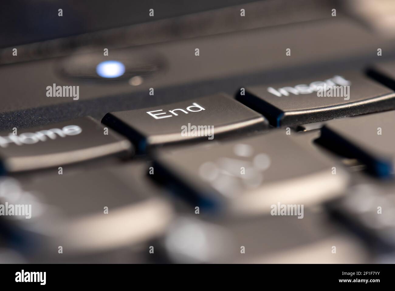Macro shot of black keyboard focus on end key Stock Photo - Alamy