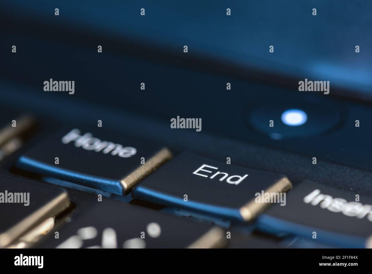 Macro shot of black keyboard focus on end key Stock Photo - Alamy