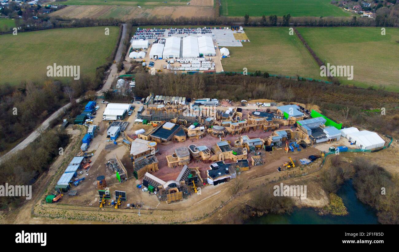 Aerial views of the Star Wars film set, Little Marlow, Buckinghamshire ...