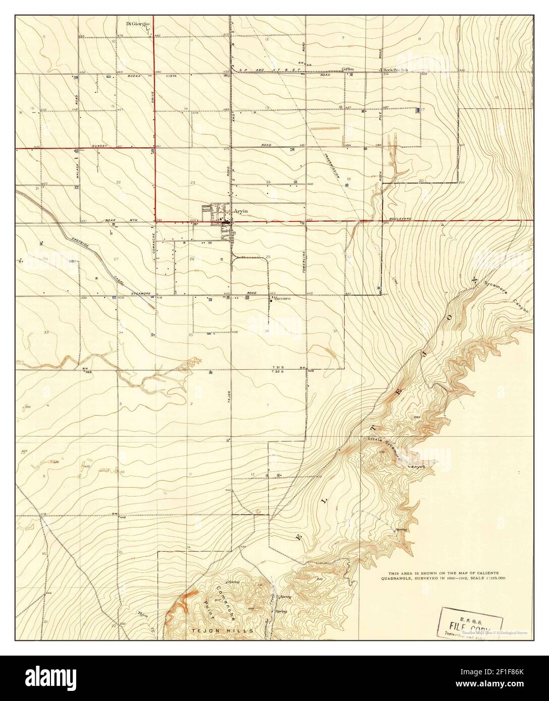 Arvin, California, map 1933, 1:31680, United States of America by ...