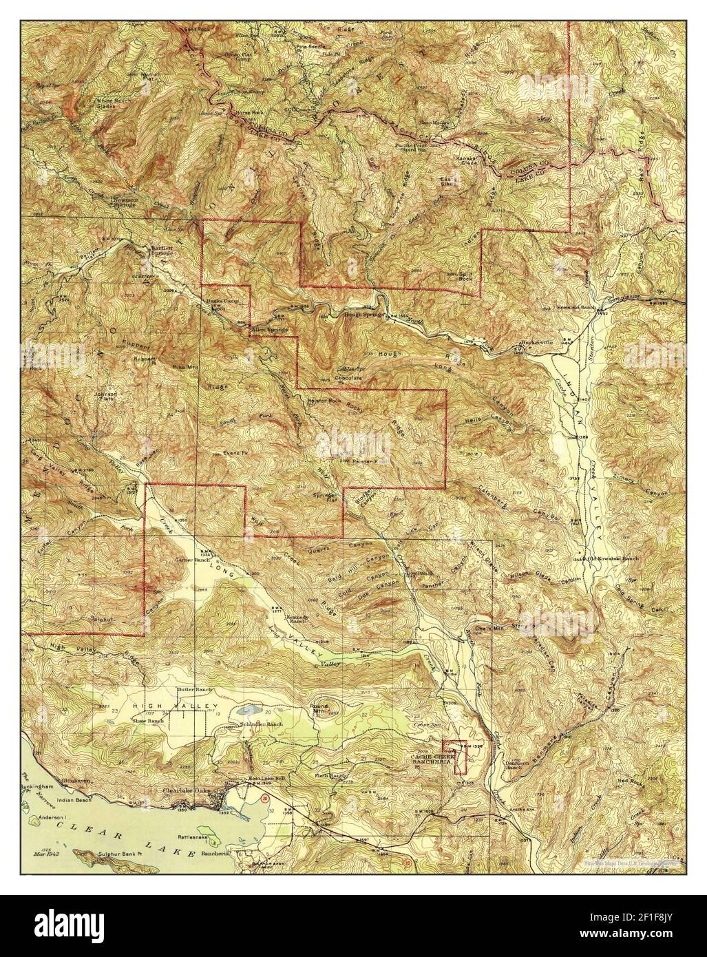 Bartlett Springs, California, map 1944, 1:62500, United States of ...